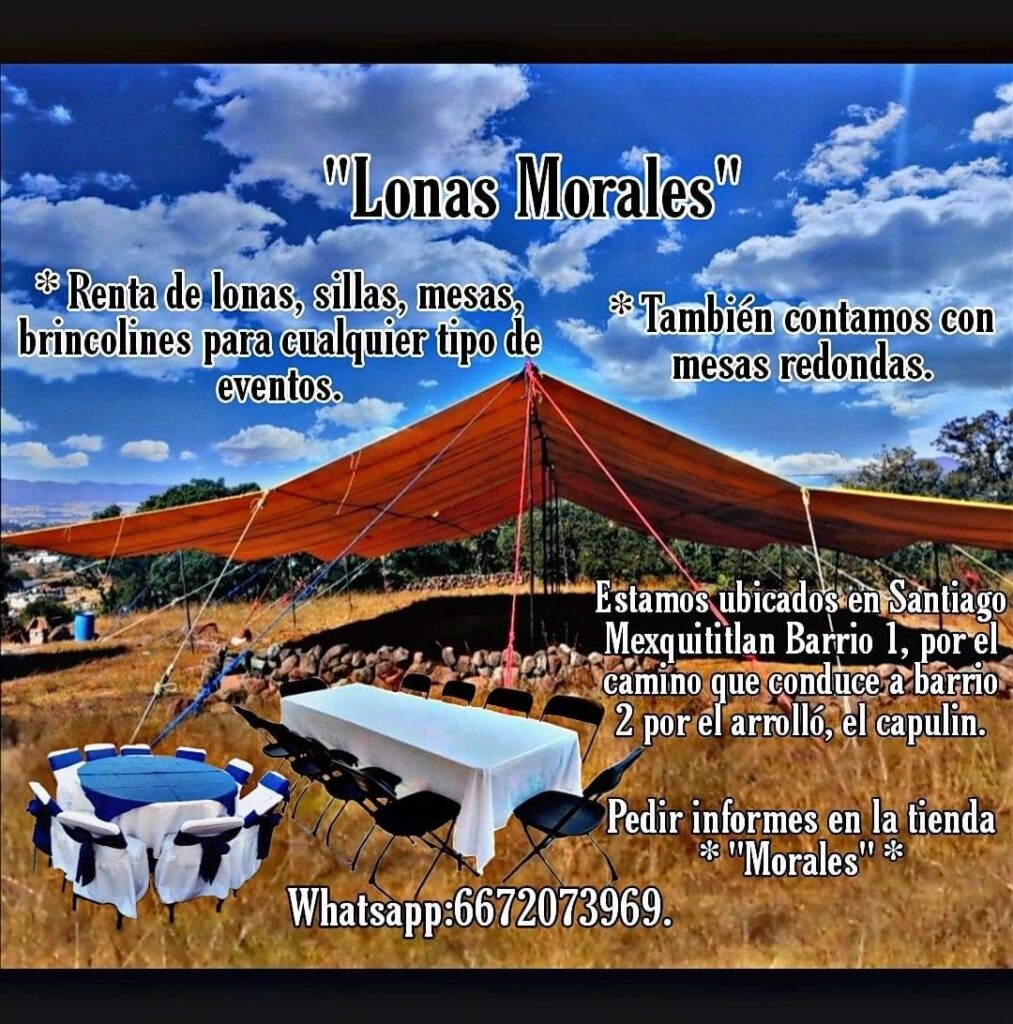 Lonas Morales. Renta de lonas, sillas, mesas y brincolines. - Superola